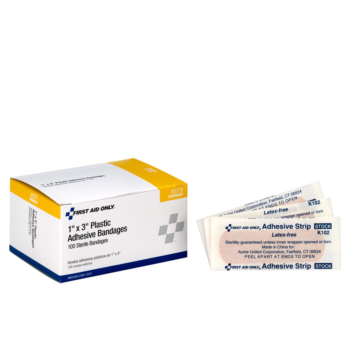 90379-020 First Aid Only 1" x 3" Plastic Bandages, 100 per Box - Sold ...