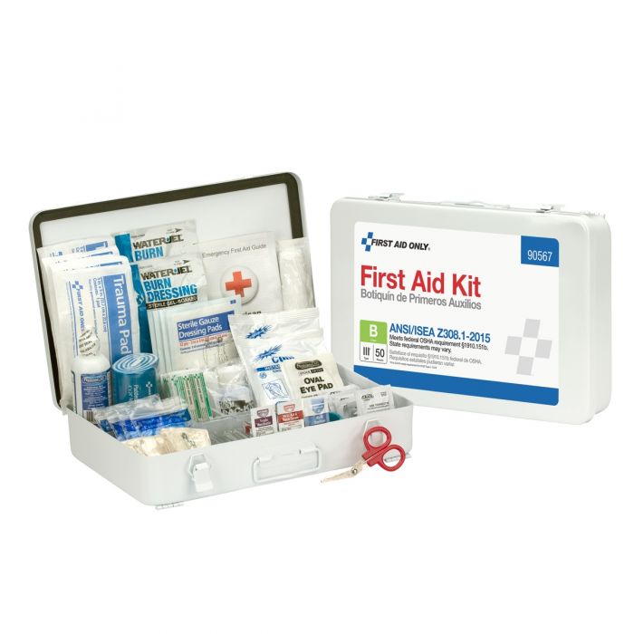 90567C First Aid Only 50 Person First Aid Kit, ANSI 2015 Class B, Meta ...